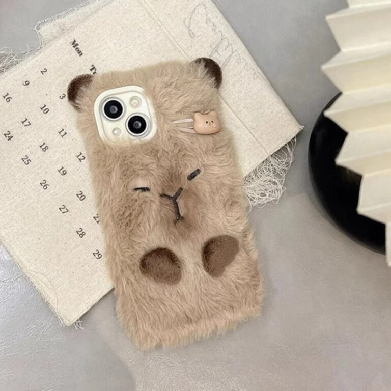 Cute Soft Fluffy Capybara Plush iPhone Case